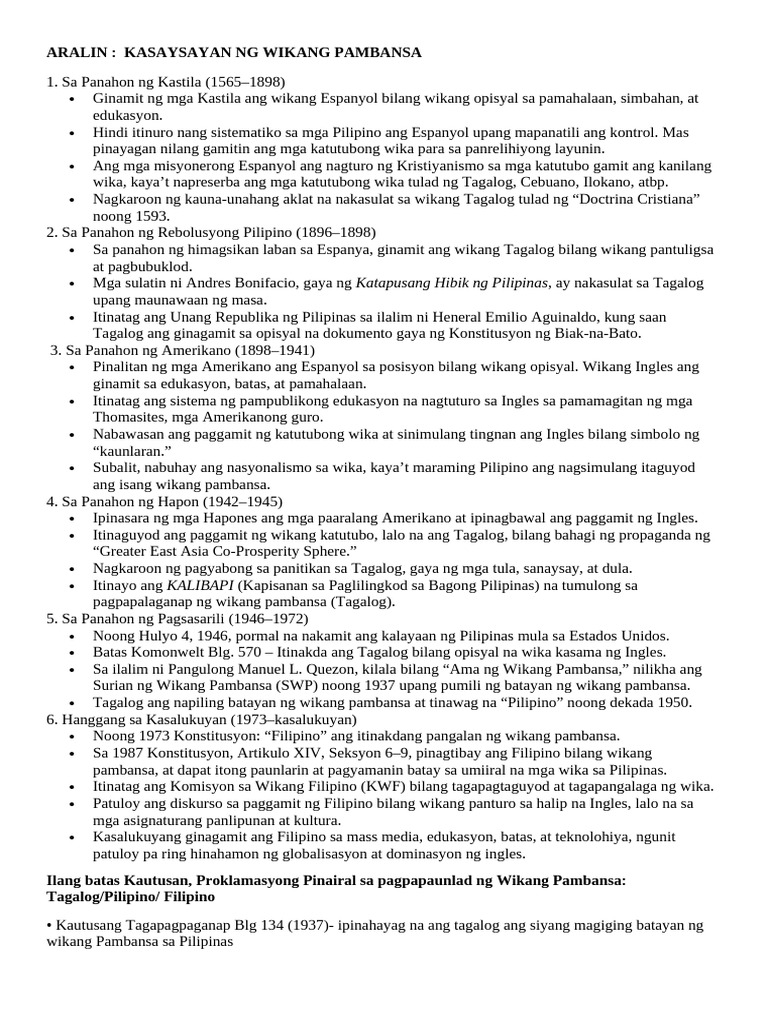 Kasaysayan NG Wika | PDF