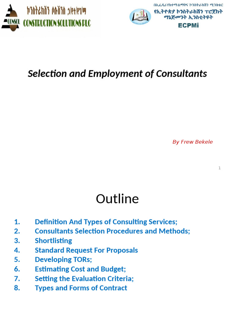 Consultant Selection Procedures Overview | PDF | Evaluation | Business