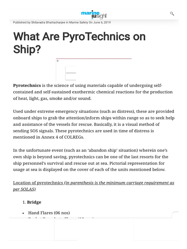 Pyrotechnics for Ship Distress Signals | PDF