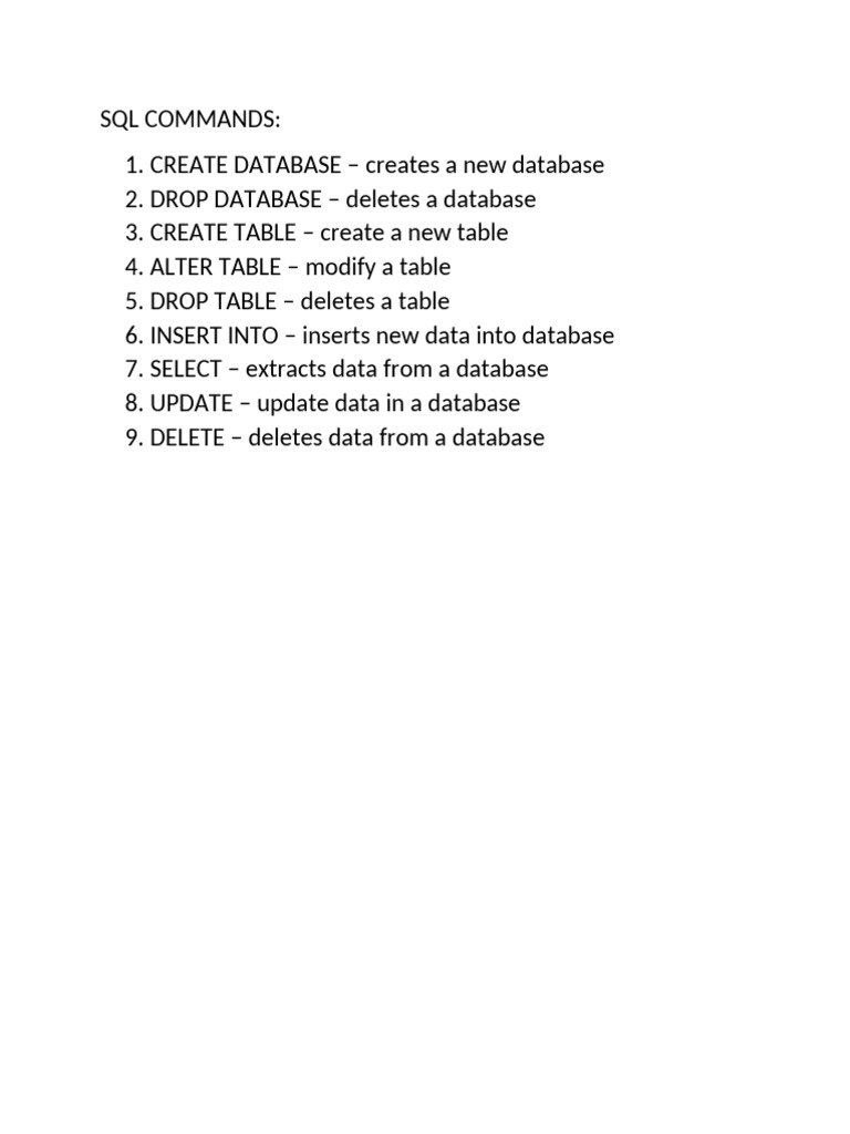 SQL Commands | PDF