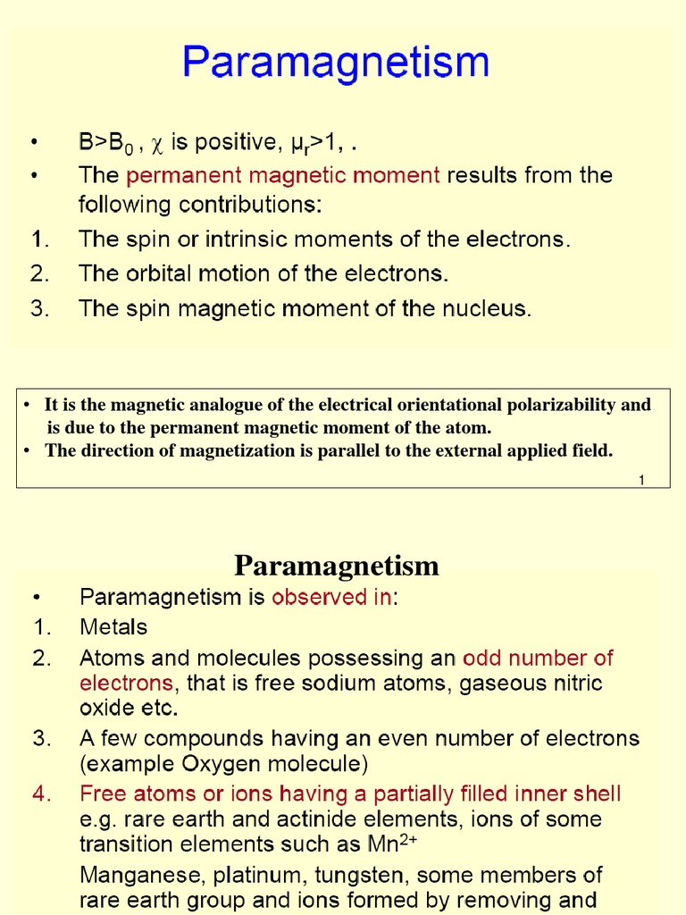 Paramagnetic Susceptibility Calculations | PDF