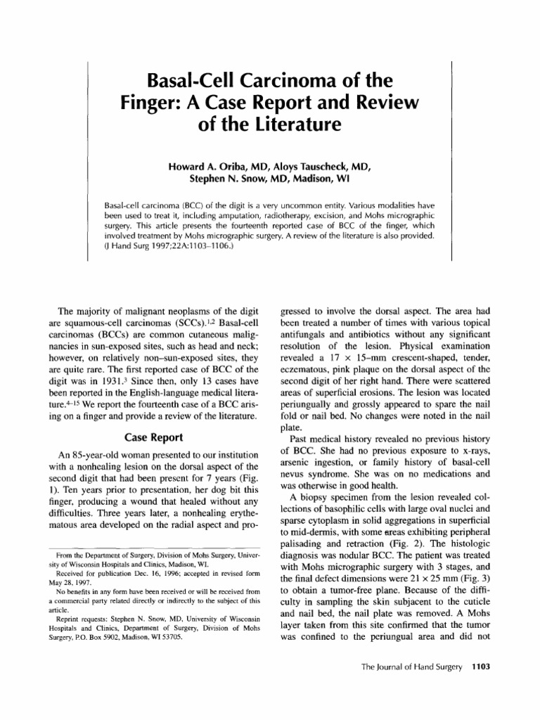 Basal-Celt Carcinoma of the Finger | PDF | Medical Specialties | Neoplasms
