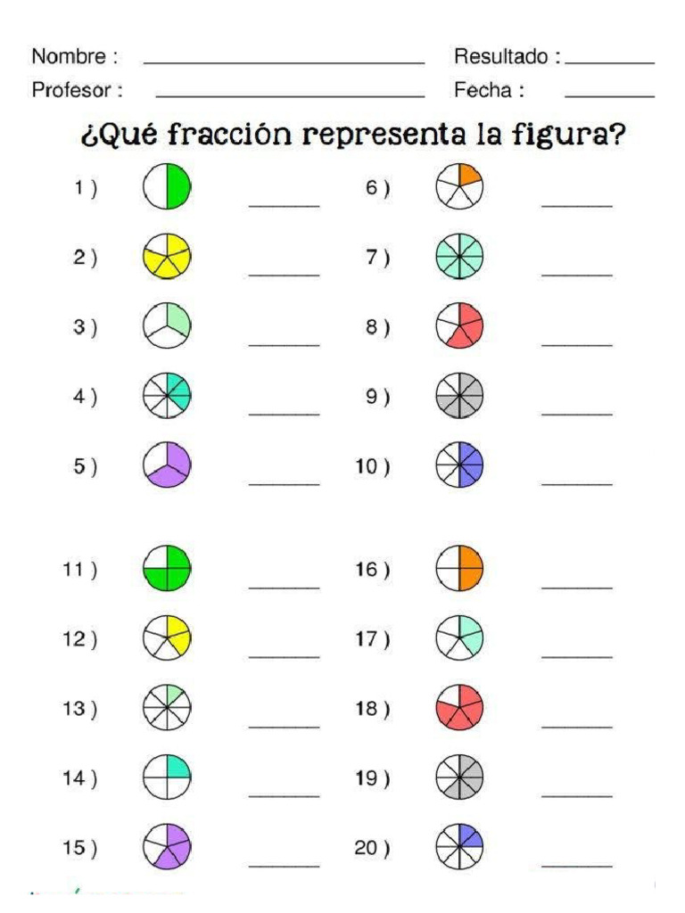 Fraciones Hoja de Trabajo Matematicas | PDF