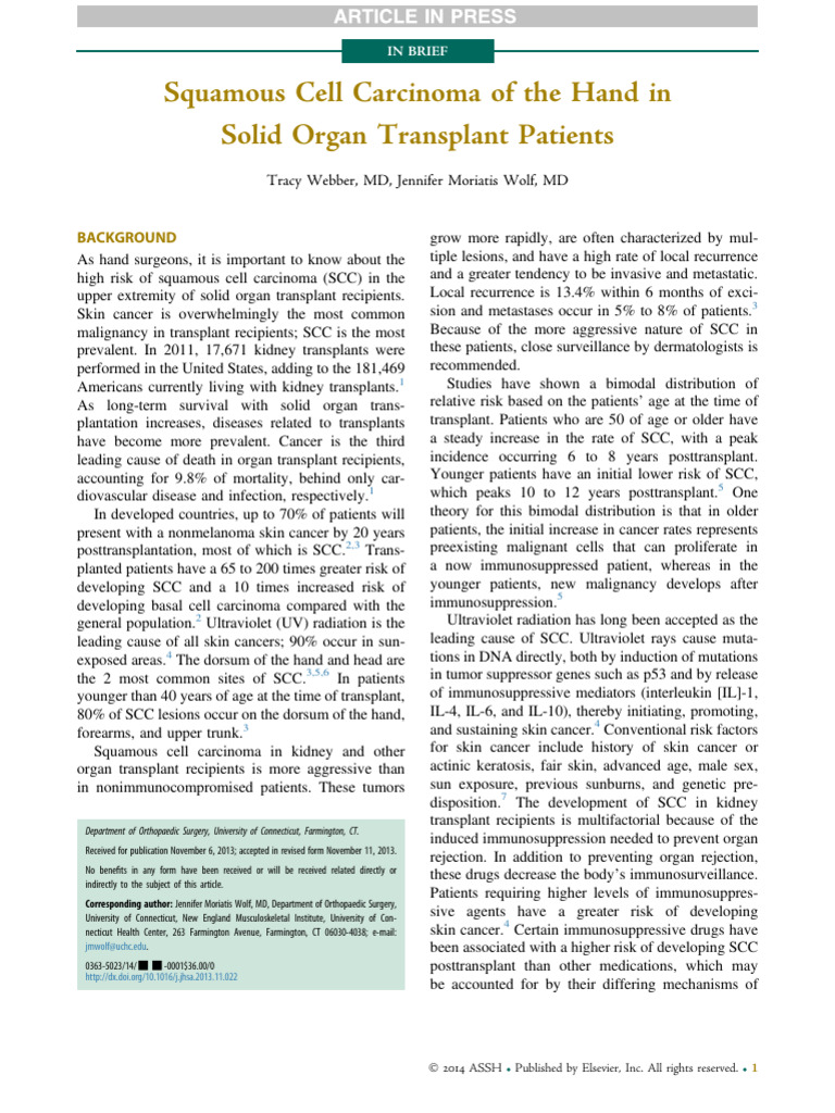 Squamous Cell Carcinoma of Hand | PDF | Skin Cancer | Cancer