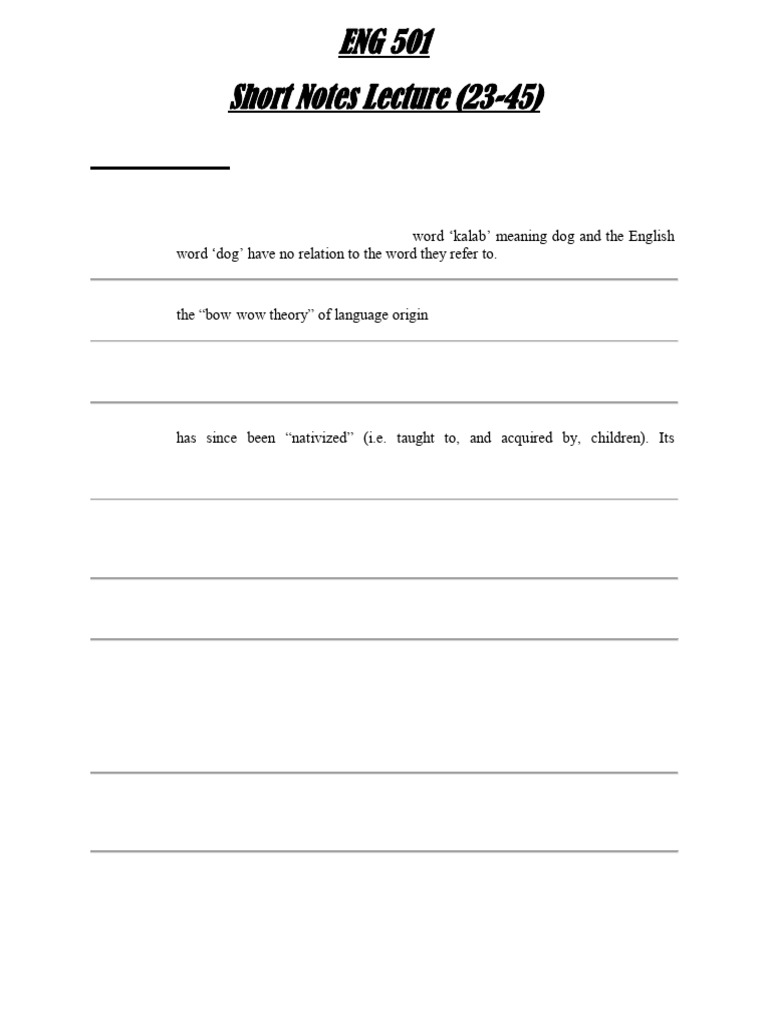 ENG 501 Final Term Short Notes | PDF | English Language | Word