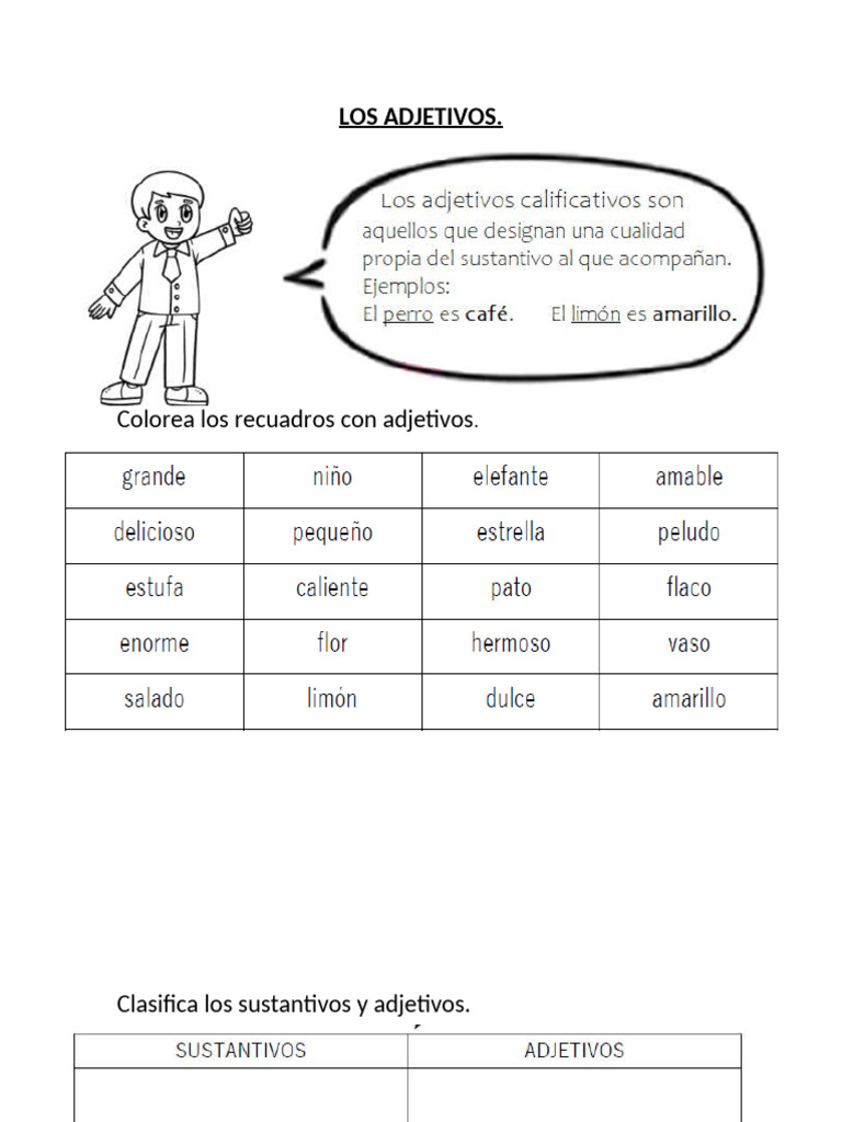 Actividades de Adjetivos para Niños | PDF