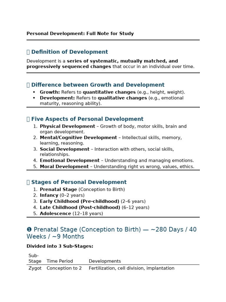Stages of Personal Development Explained | PDF | Psychological Concepts ...