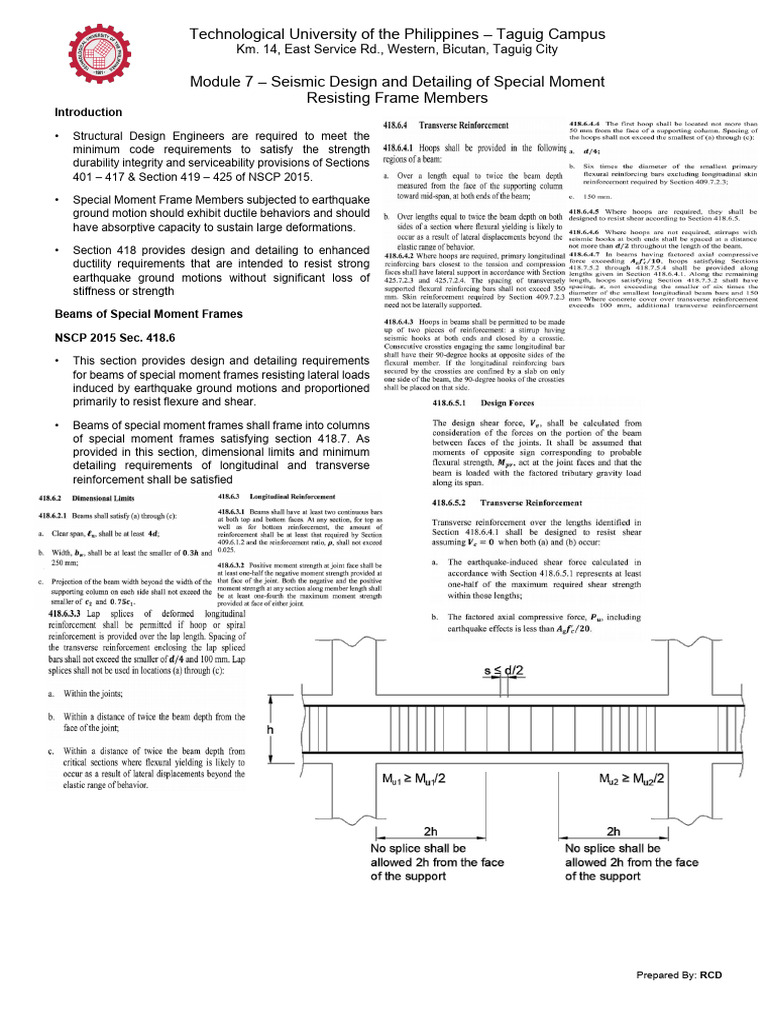Module 7 Seismic Design Detailing Special Moment Resisting Frame ...