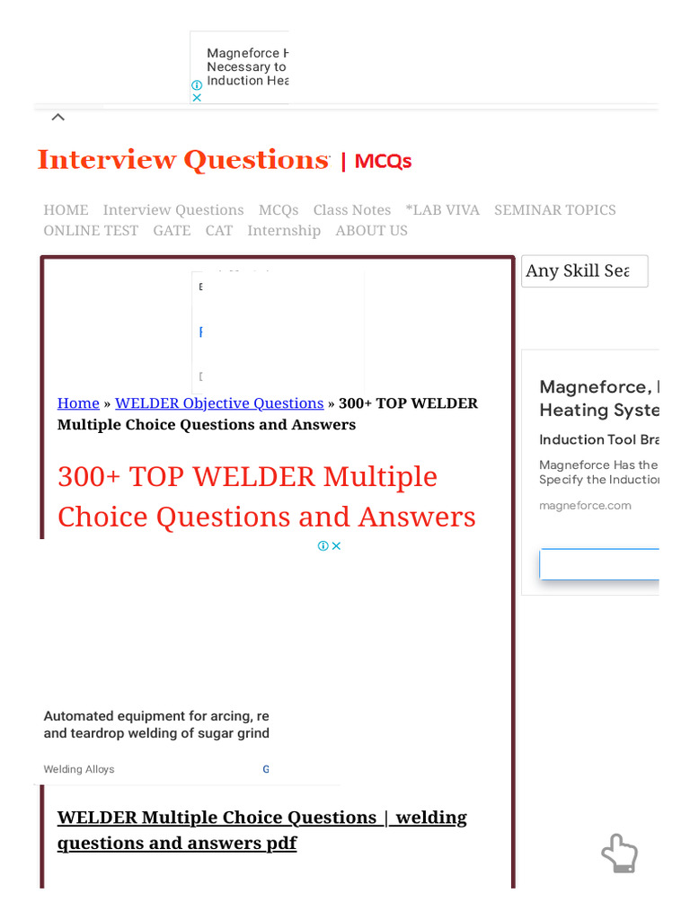 300+ Welding MCQs and Answers | PDF | Welding | Construction