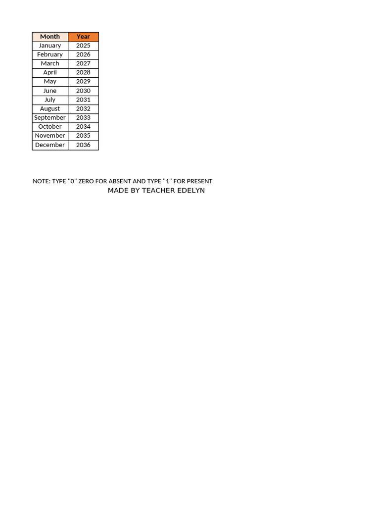Grade 11-Eim Topaz 2025 Attendance Tracker | PDF