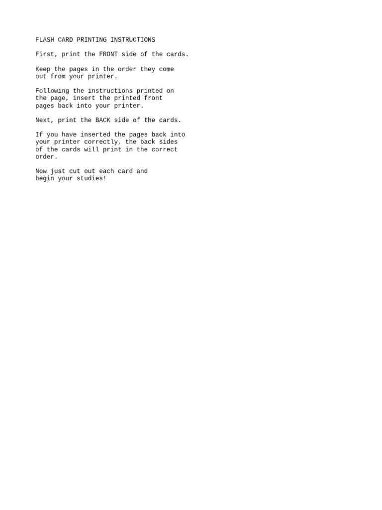 FlashCards Instructions | PDF