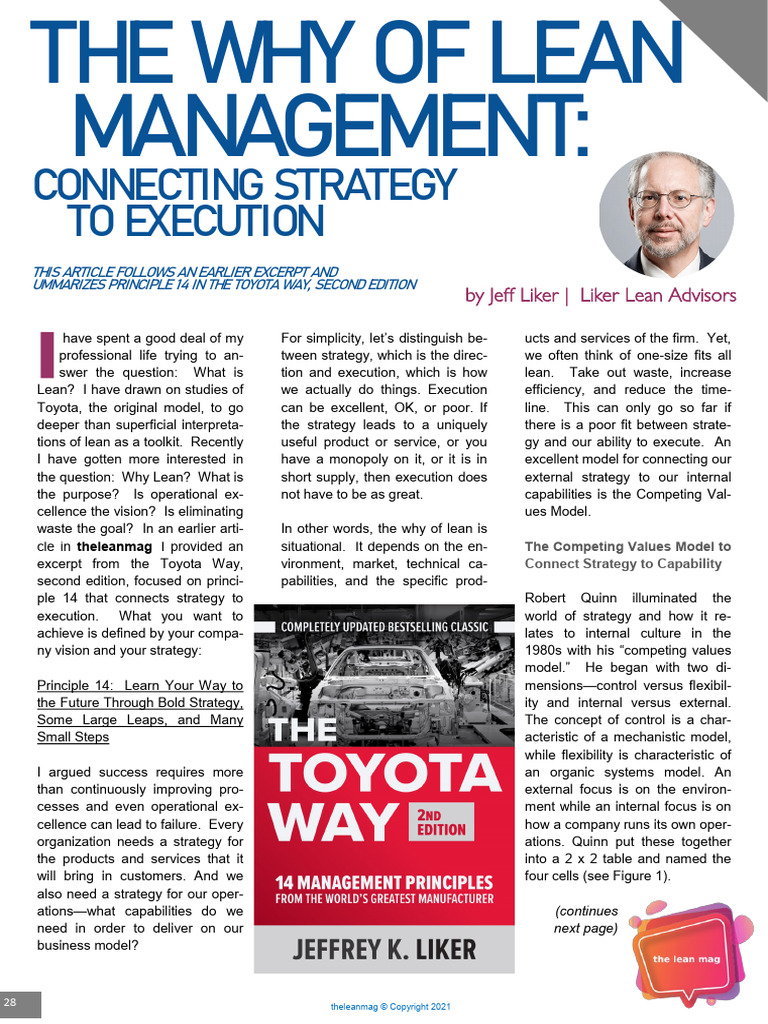 The Why of Lean Management - Connecting Strategy | PDF | Toyota