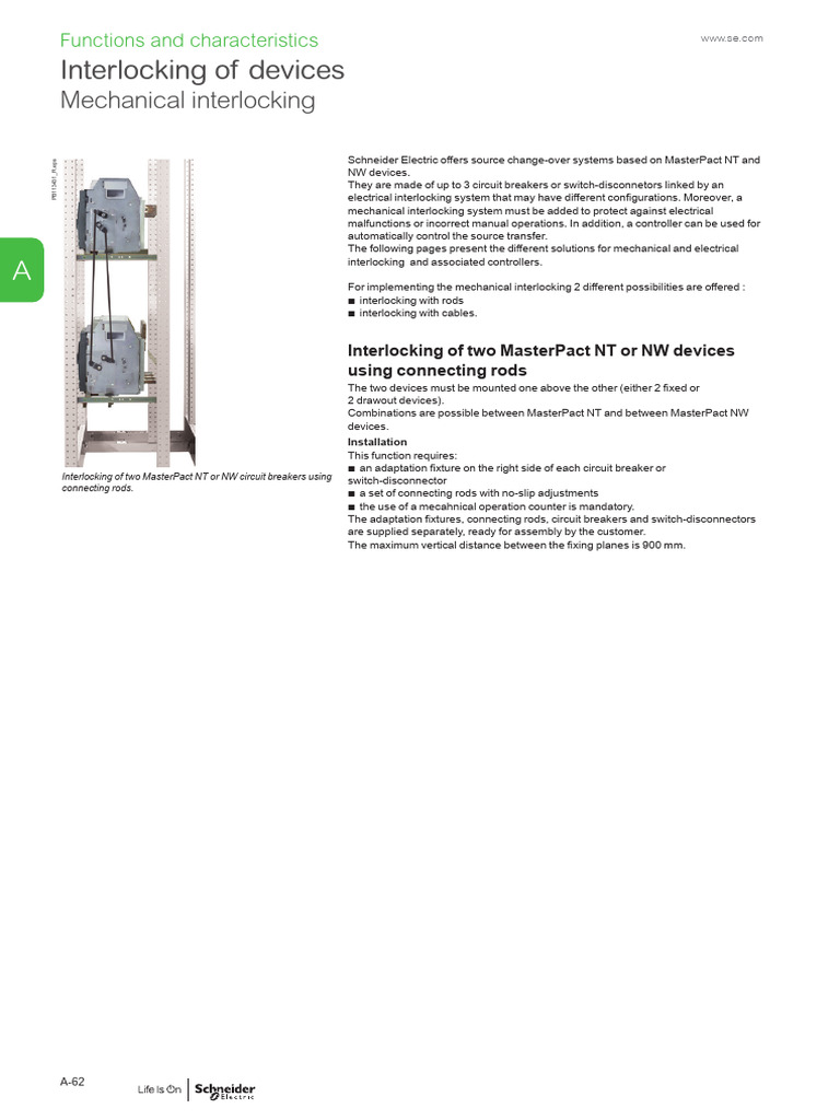 Mechanical Interlocking for MasterPact ACBs | PDF | Electric Power ...