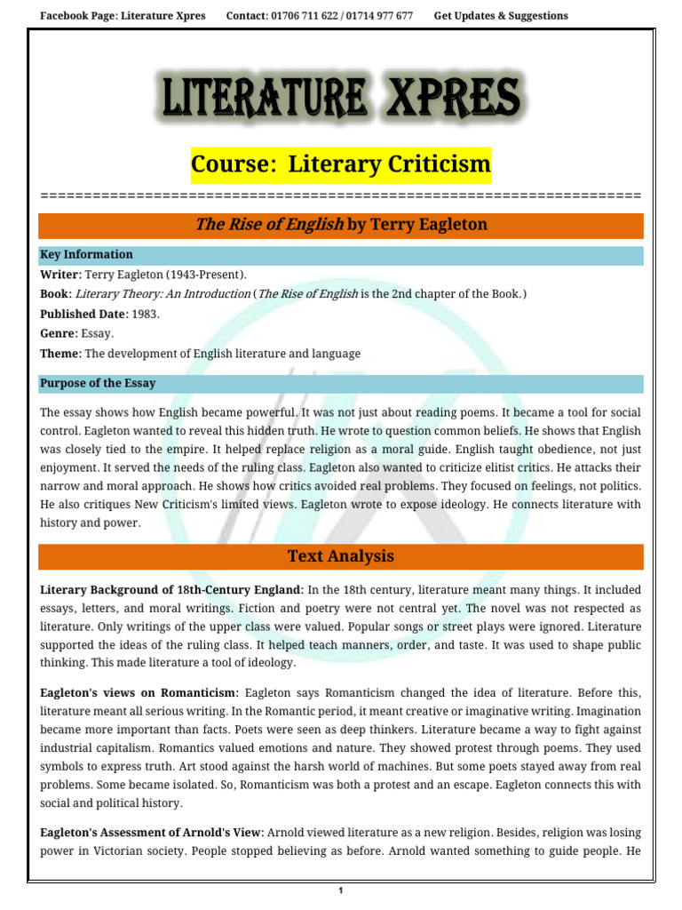 The Rise of English Text Analysis | PDF | Romanticism | Essays
