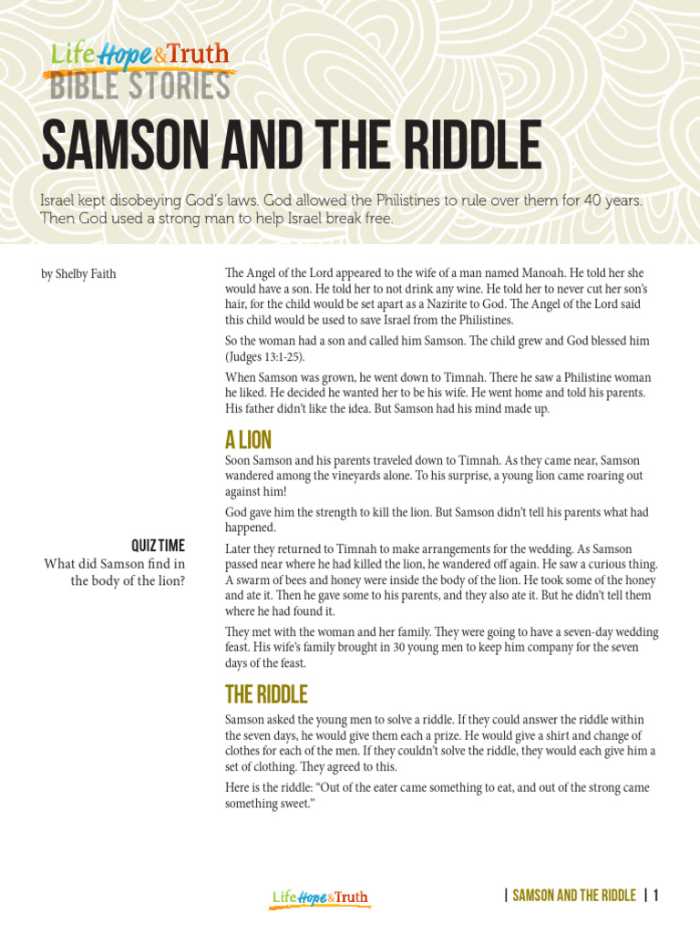 Samson-and-the-Riddle | PDF | Samson