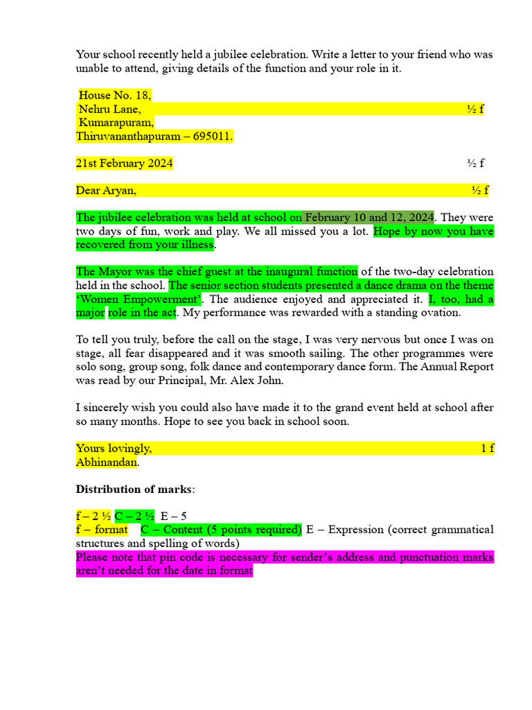 Std 8,9,10 Informal Letter Sample 2 (2) | PDF