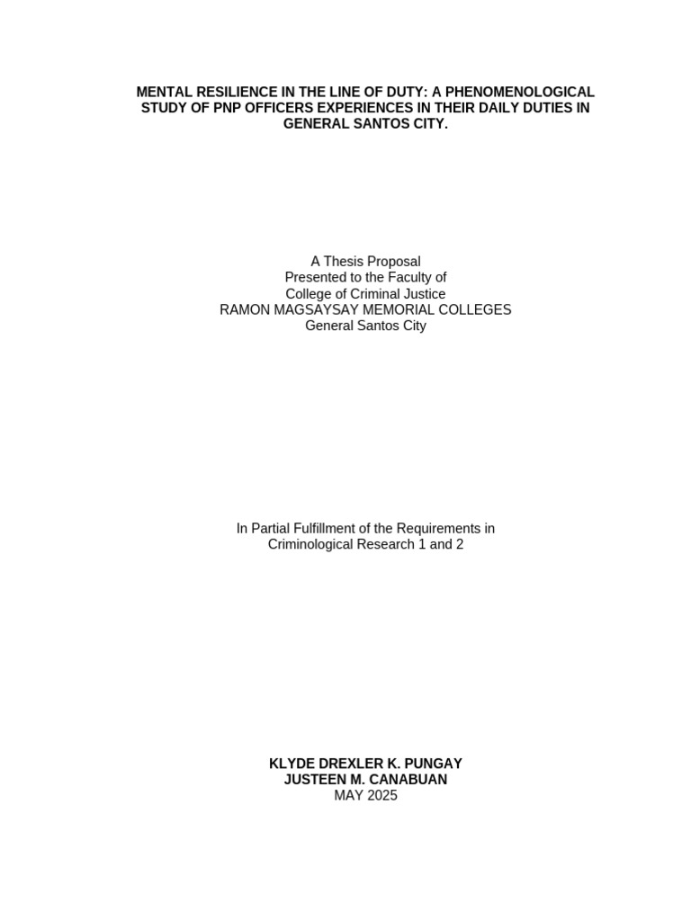 Title Page Etc. (Incomplete) May 24,2025 | PDF | Psychological Resilience | Mental Health