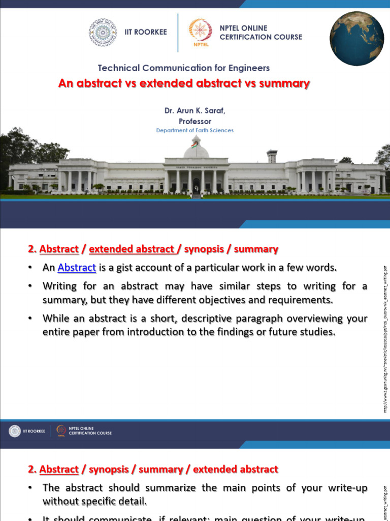 Week-1 Module - 3 An Abstract Vs Extended Abstract Vs Summary | PDF ...