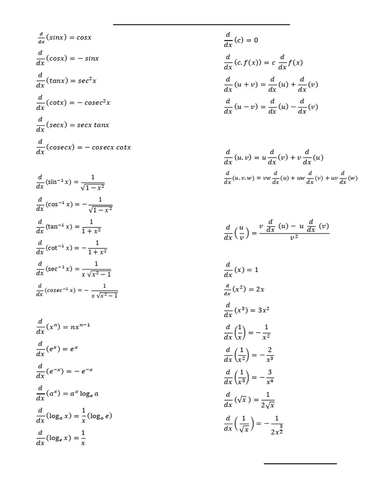 Differentiation and Trigonometry Formule-converted (1) | PDF | Complex ...