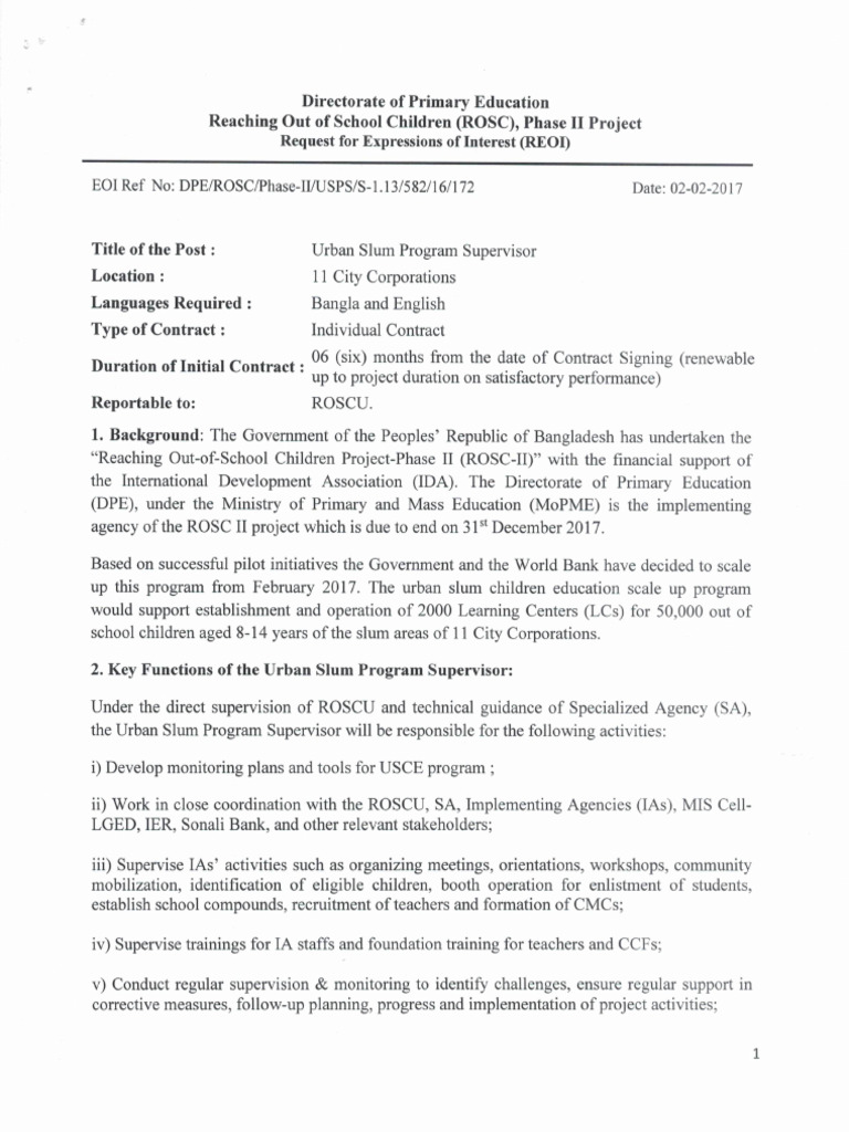 EoI of USPS & PVPS | PDF