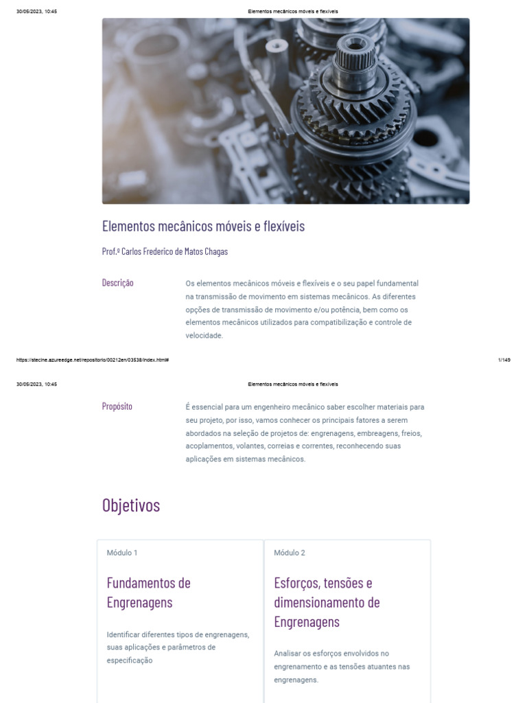 Elementos mecânicos móveis e flexíveis | PDF