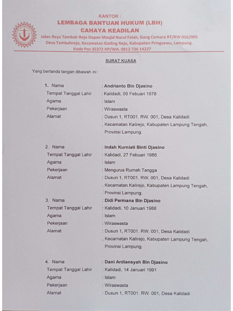 Surat Kuasa Isbat Nikah | PDF