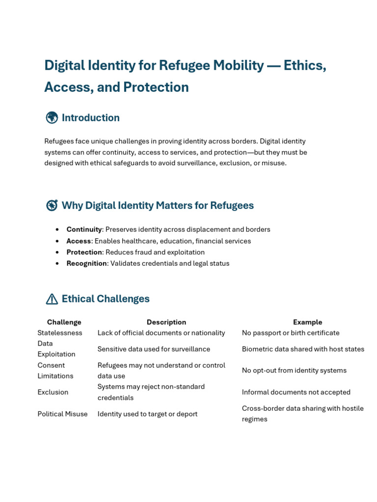 Ethical Digital Identity for Refugees | PDF | Refugee | Surveillance