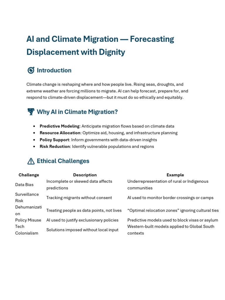Ethical AI in Climate Migration | PDF | Artificial Intelligence ...