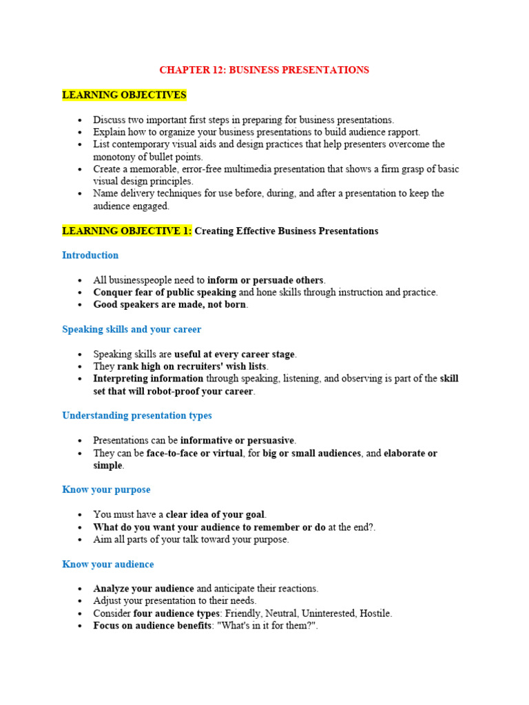 CHAPTER 12 Learning Objectives | PDF | Multimedia | Microsoft Power Point