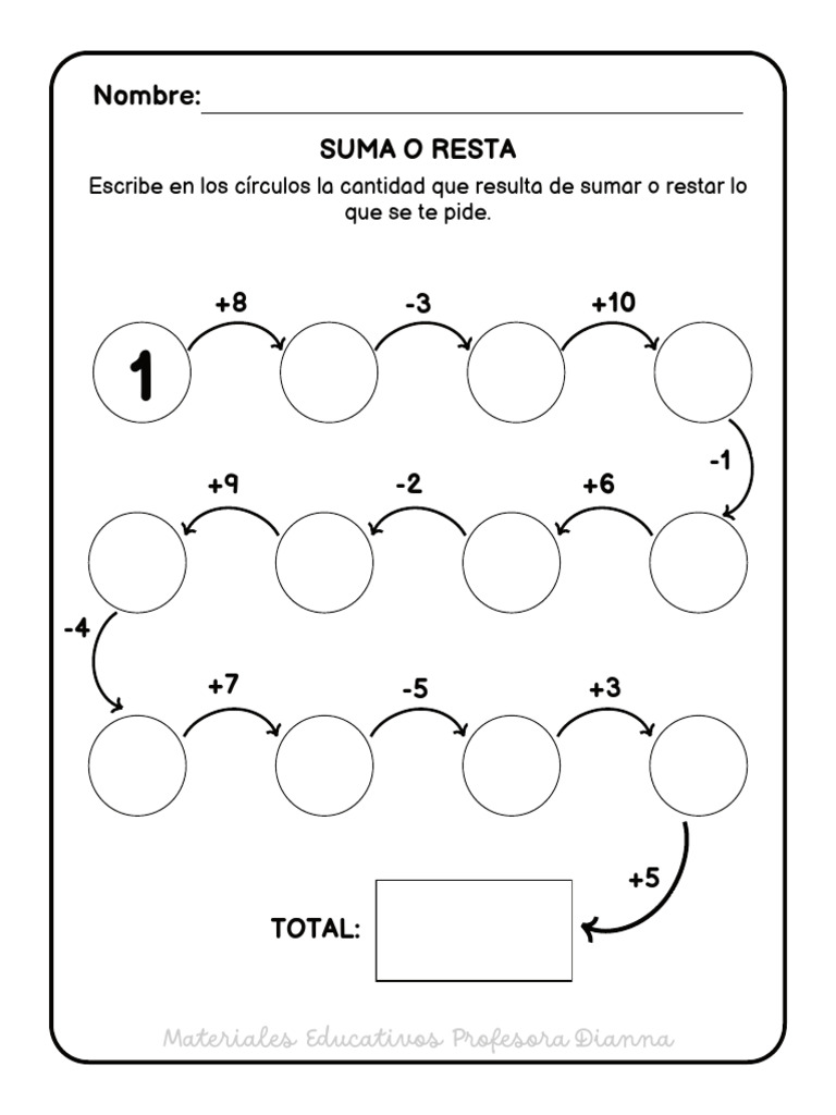 Ejercicios de Suma y Resta para Niños | PDF