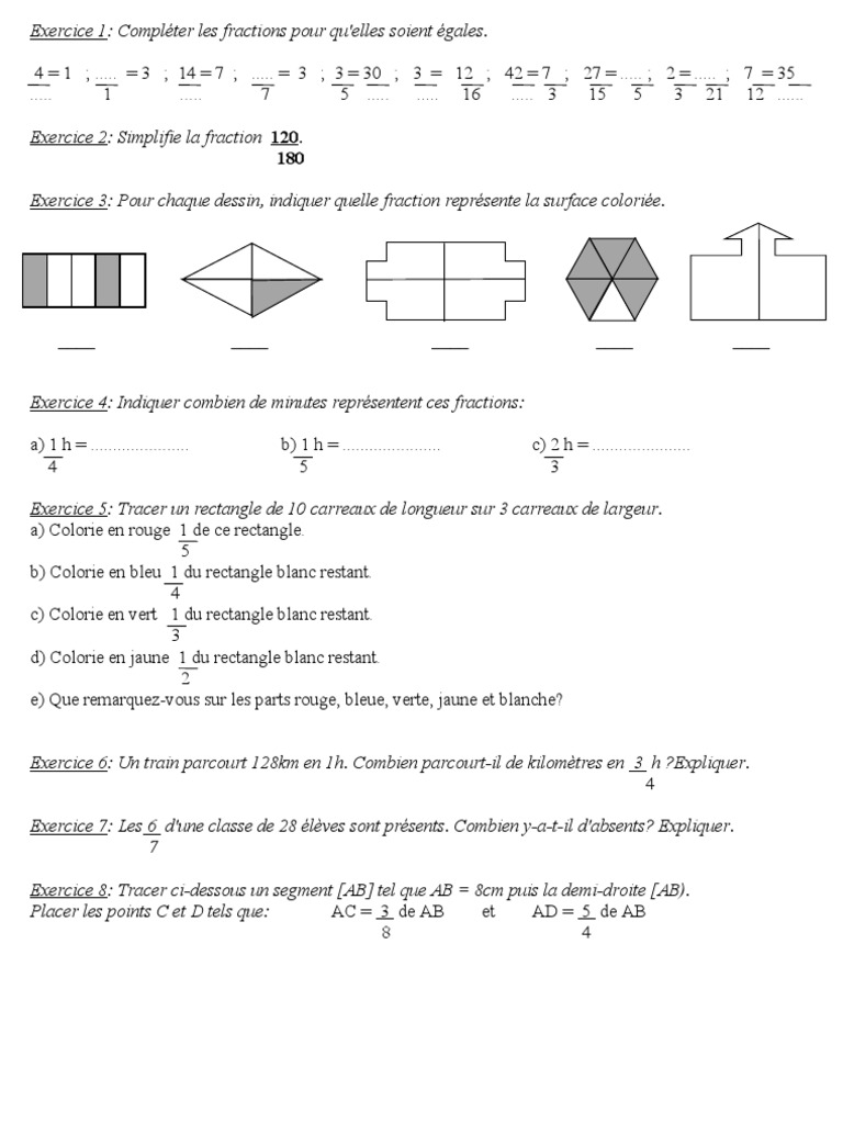 Controle Fractions 6eme | PDF | Techniques artistiques | Enseignement ...