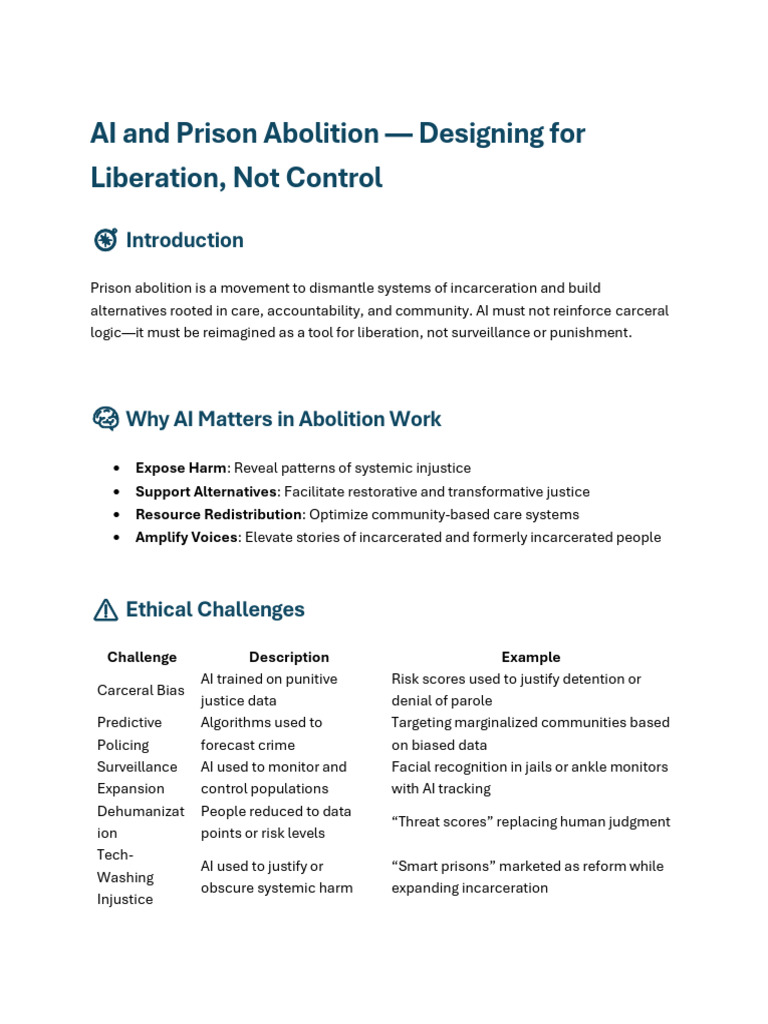 AI for Prison Abolition and Liberation | PDF | Intelligence (AI ...