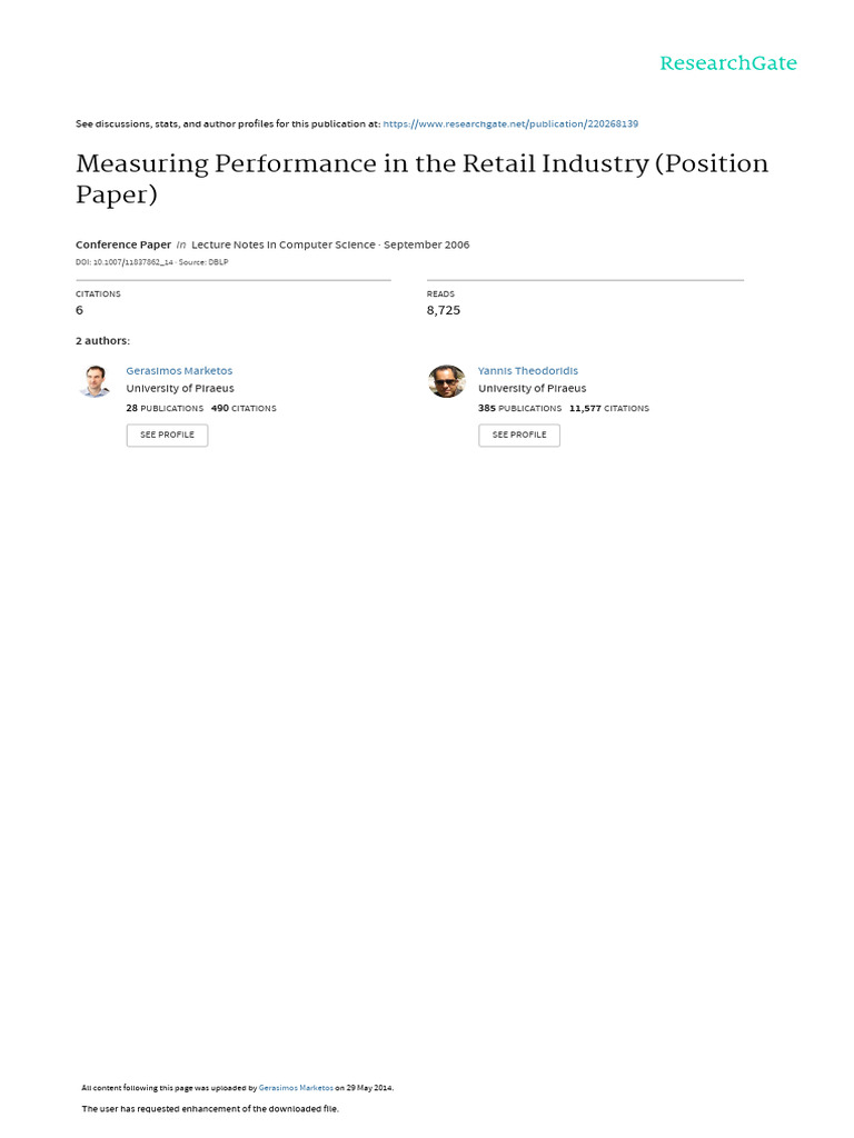 Measuring Performance in The Retail Industry Posit | PDF | Data ...