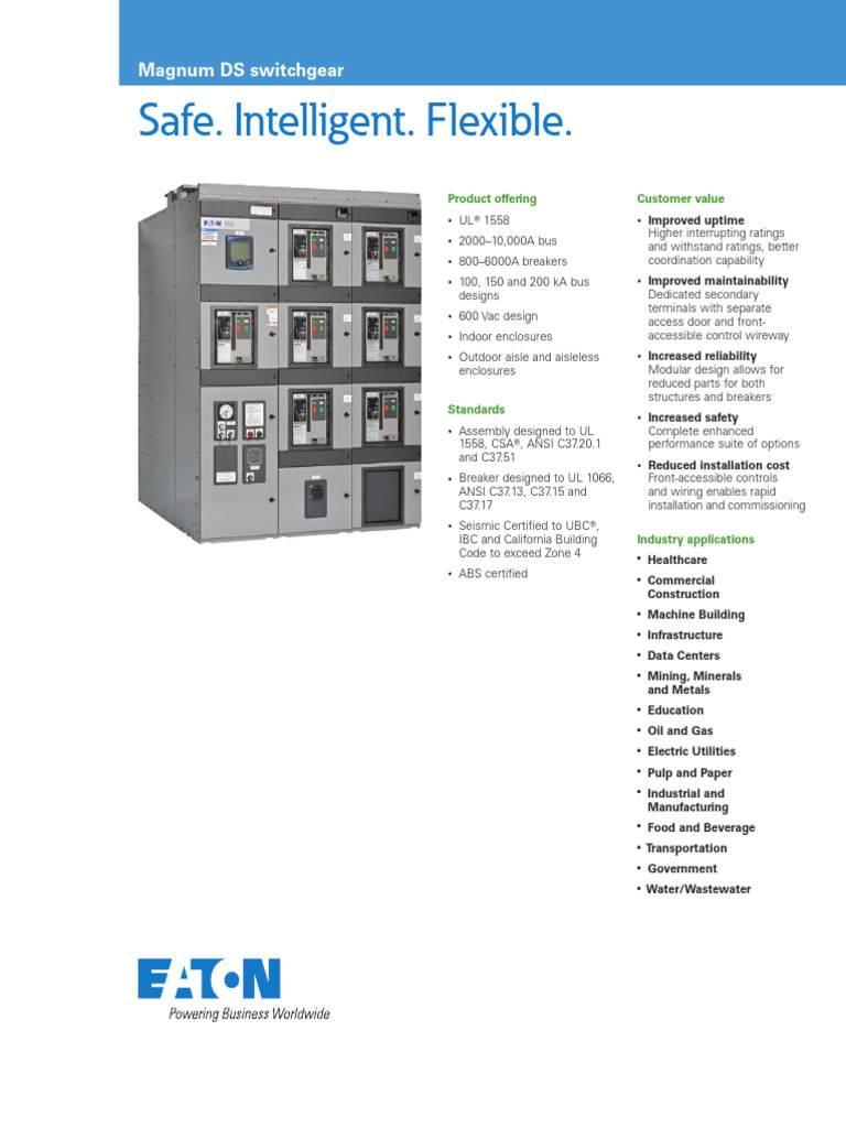 UL 1558 Magnum DS Switchgear Overview | PDF | Electrical Engineering ...