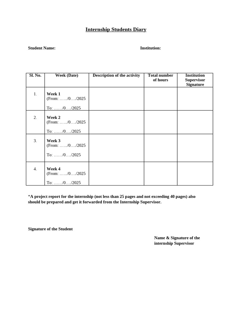 Intership Students Diary | PDF