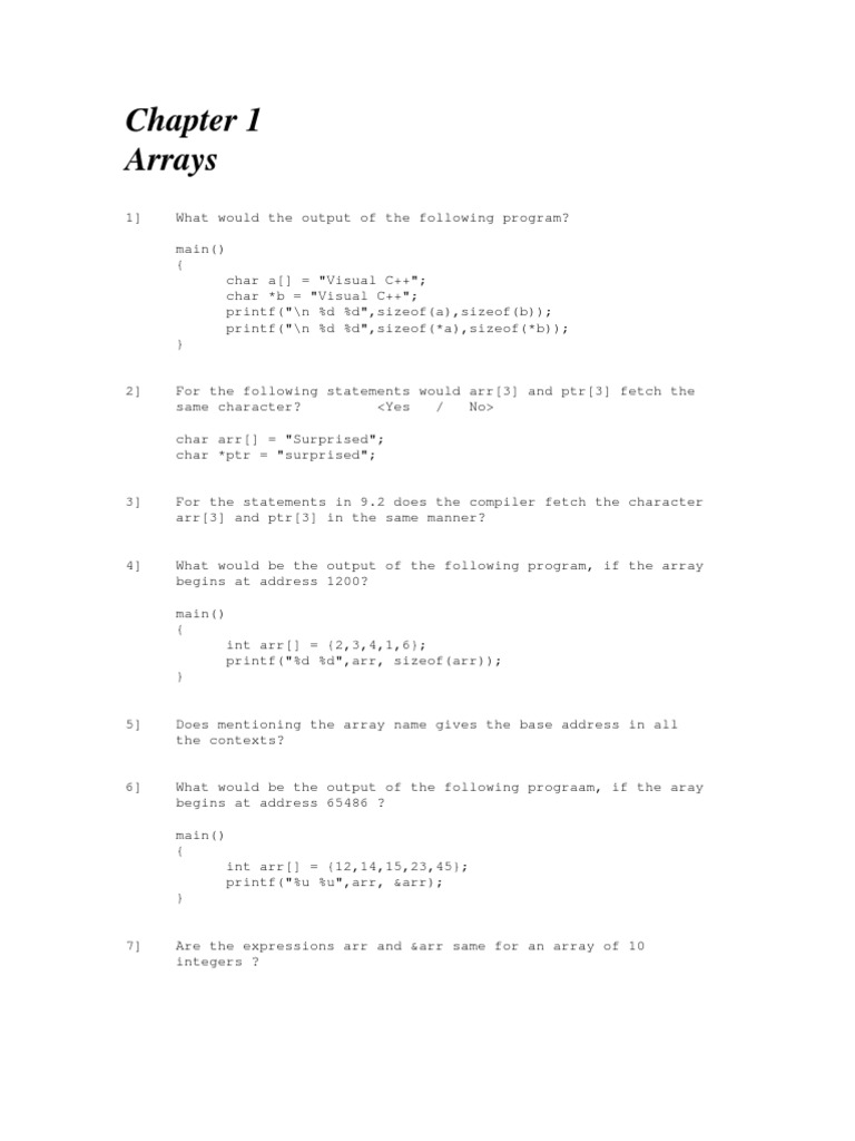 Test Your C-Skills (Yashwant Kanitkar) | PDF | C (Programming Language ...