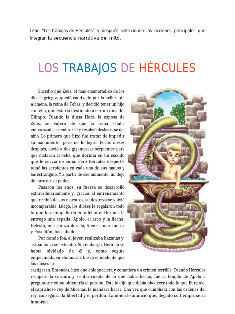 Los 12 Trabajos de Hércules: Mito Griego | PDF | Hera | Mitología griega