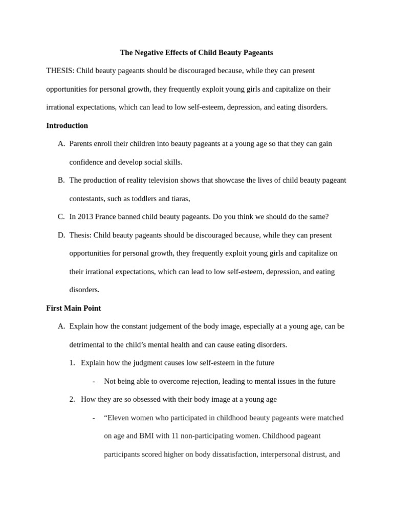 The Negative Effects of Child Beauty Pageants | PDF | Body Image ...