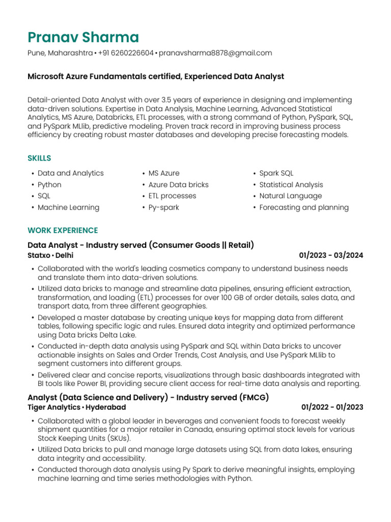 Pranav Sharma My Resume | PDF | Data | Analytics