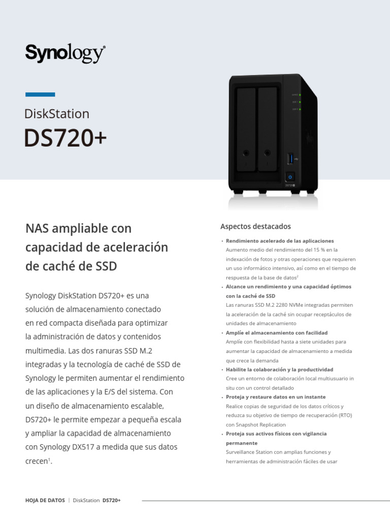 Synology DS720 Plus Data Sheet Spn | PDF | Protocolo de transferencia de archivos | Archivo de ...
