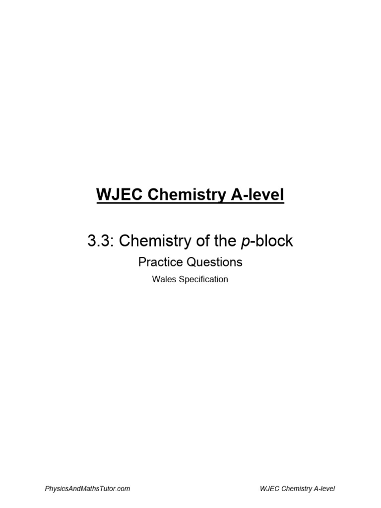 WJEC A-level p-Block Chemistry Questions | PDF | Boron | Chemistry