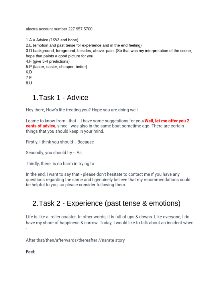 Celpip Speaking Template | PDF