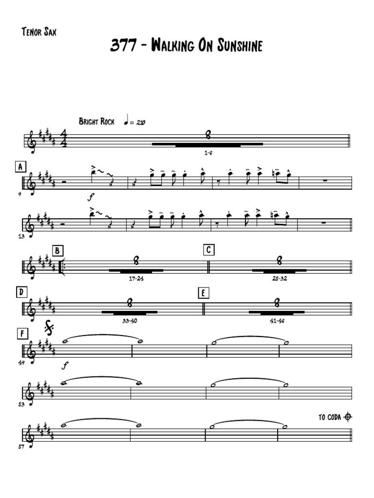 1 - Walking On Sunshine - Tenor Sax | PDF