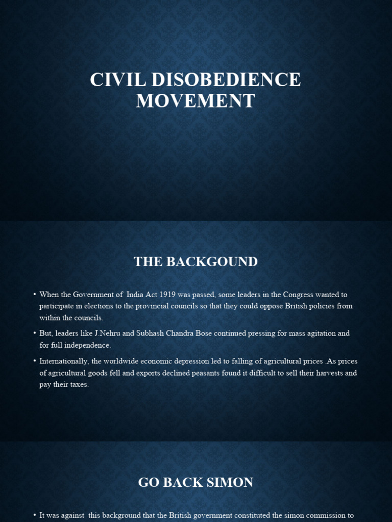 Civil Disobedience Movement Overview | PDF | Mahatma Gandhi | British India