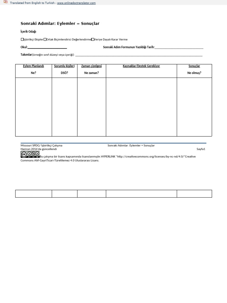Next Steps Action Plan - En.tr | PDF