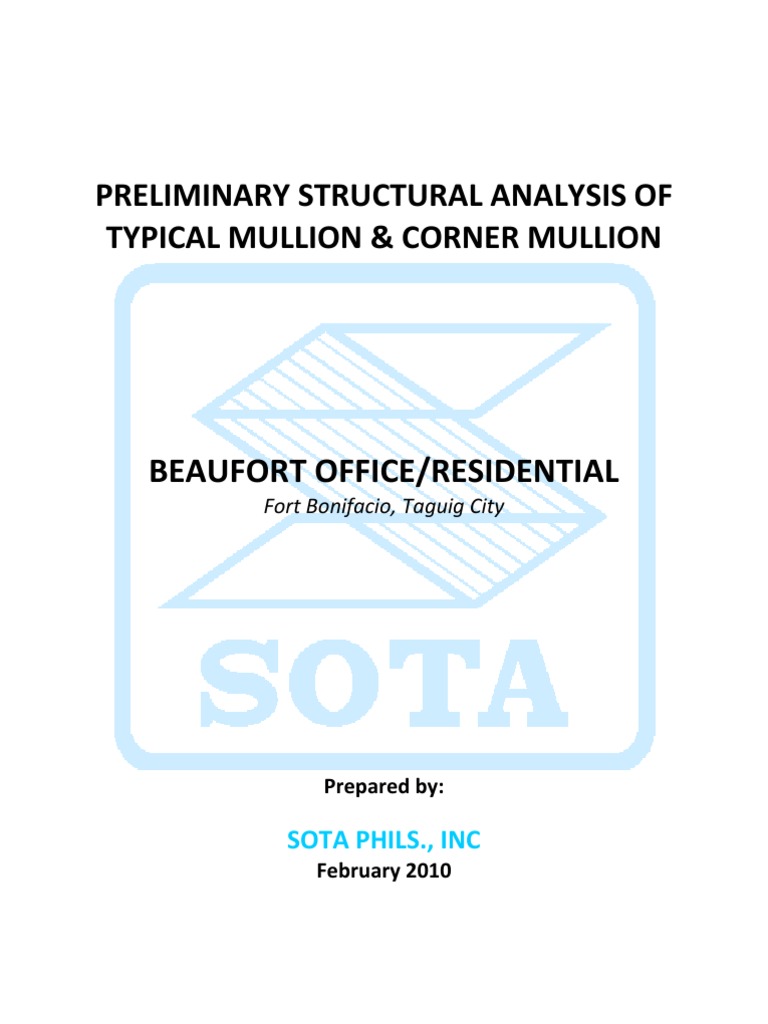 Preliminary Structural Analysis of Typical Mullion & Corner Mullion ...