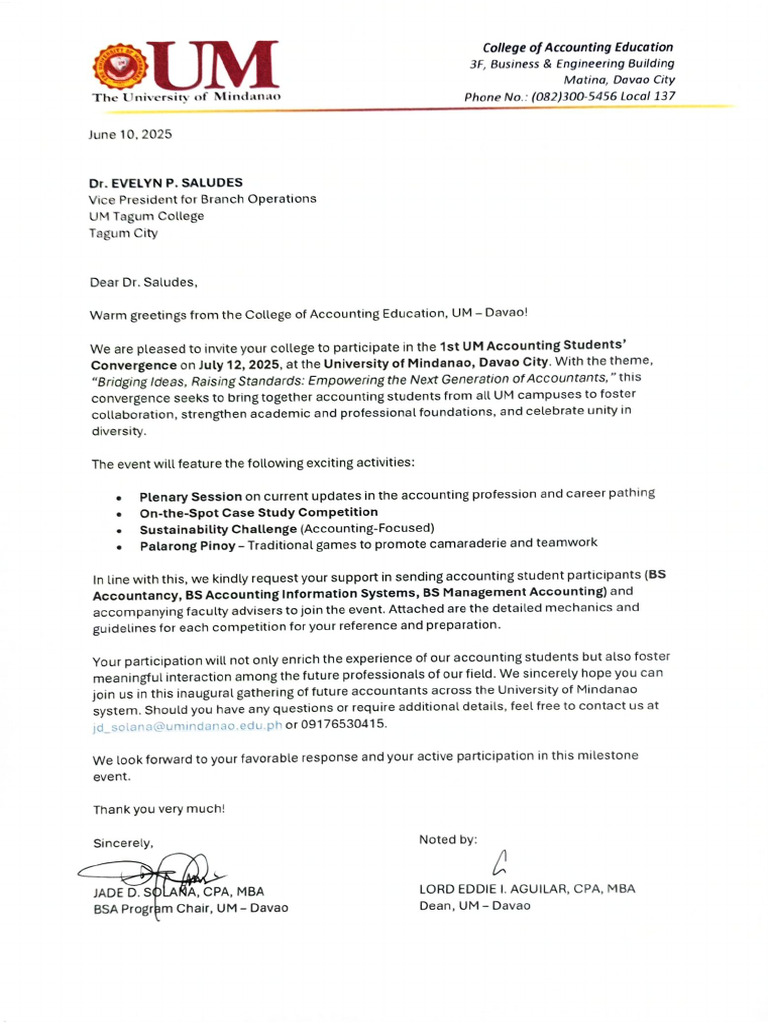 Invitation Letter Dr. Saludes | PDF