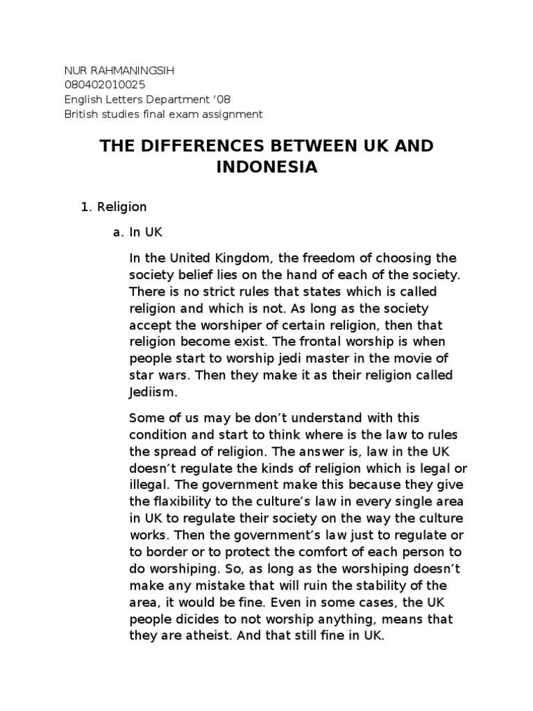 UK vs Indonesia: Key Differences | PDF | International Law | United Kingdom
