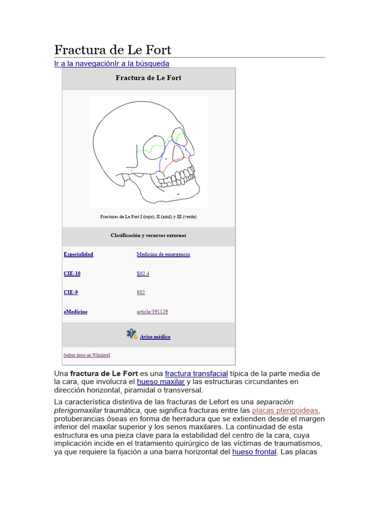 Fractura de Le Fort | PDF | Cabeza y cuello humanos | Especialidades ...