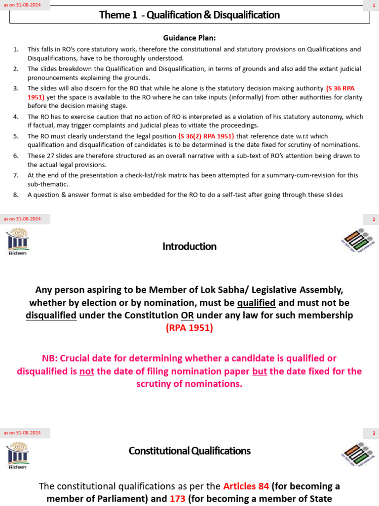 Qualification and Disqualification of MPs | PDF | Sentence (Law) | Bail